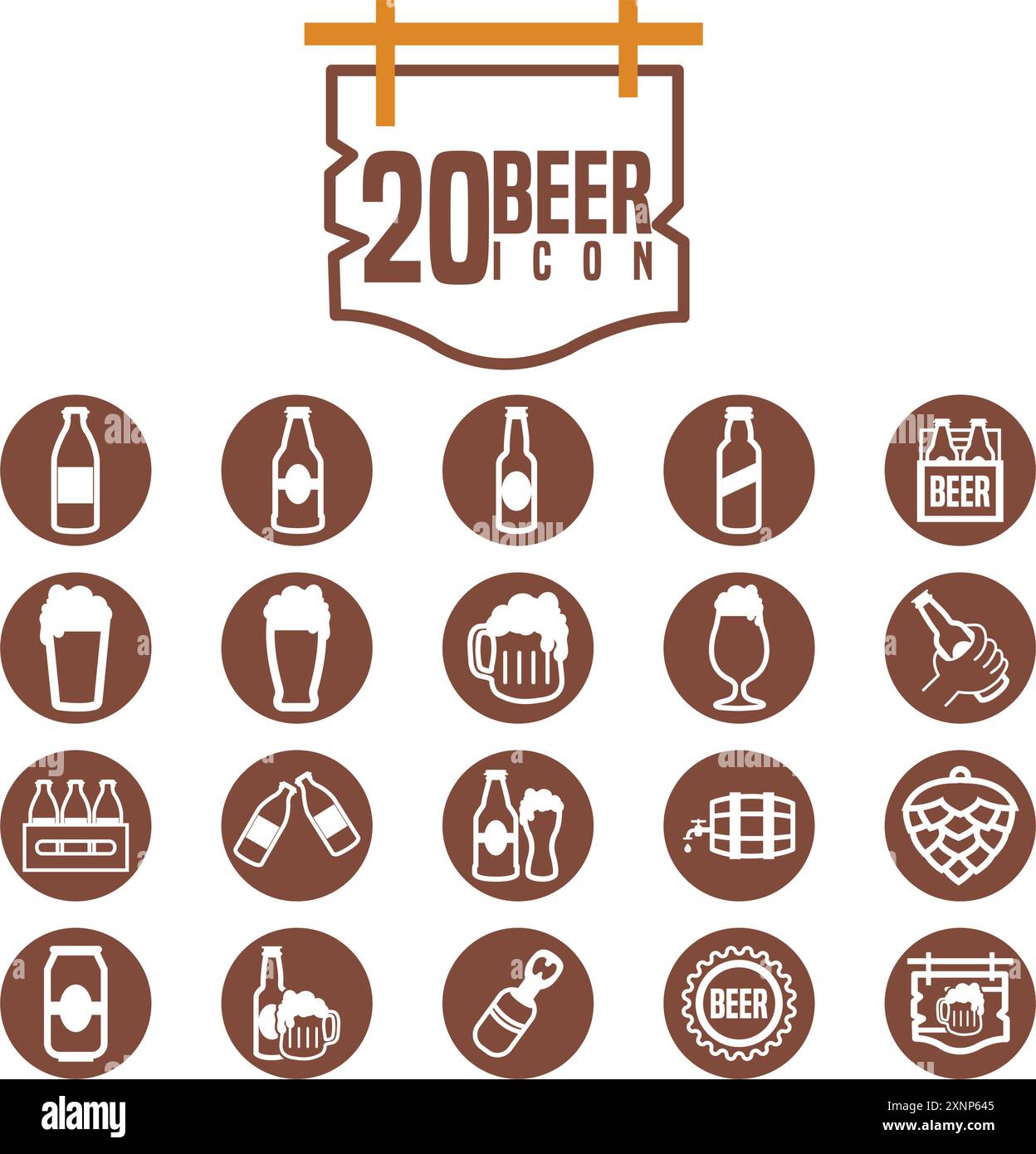 Set of beer icon sticker Alcoholic beverage Vector Stock Vector Image ...