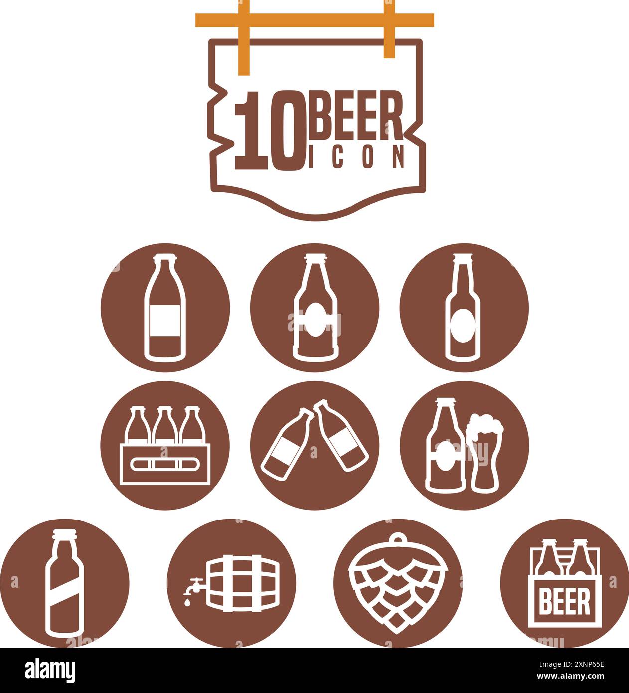 Set of beer icon sticker Alcoholic beverage Vector Stock Vector Image ...