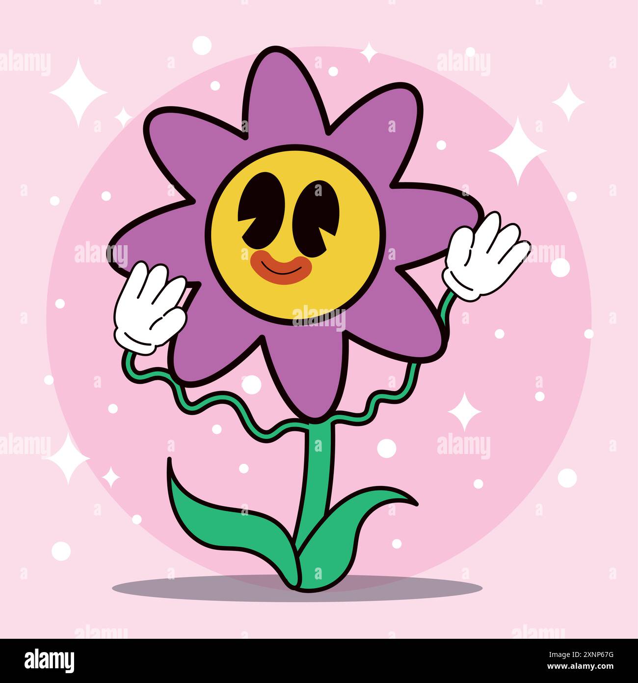 Flower groovy cartoon character Vector Stock Vector Image & Art - Alamy