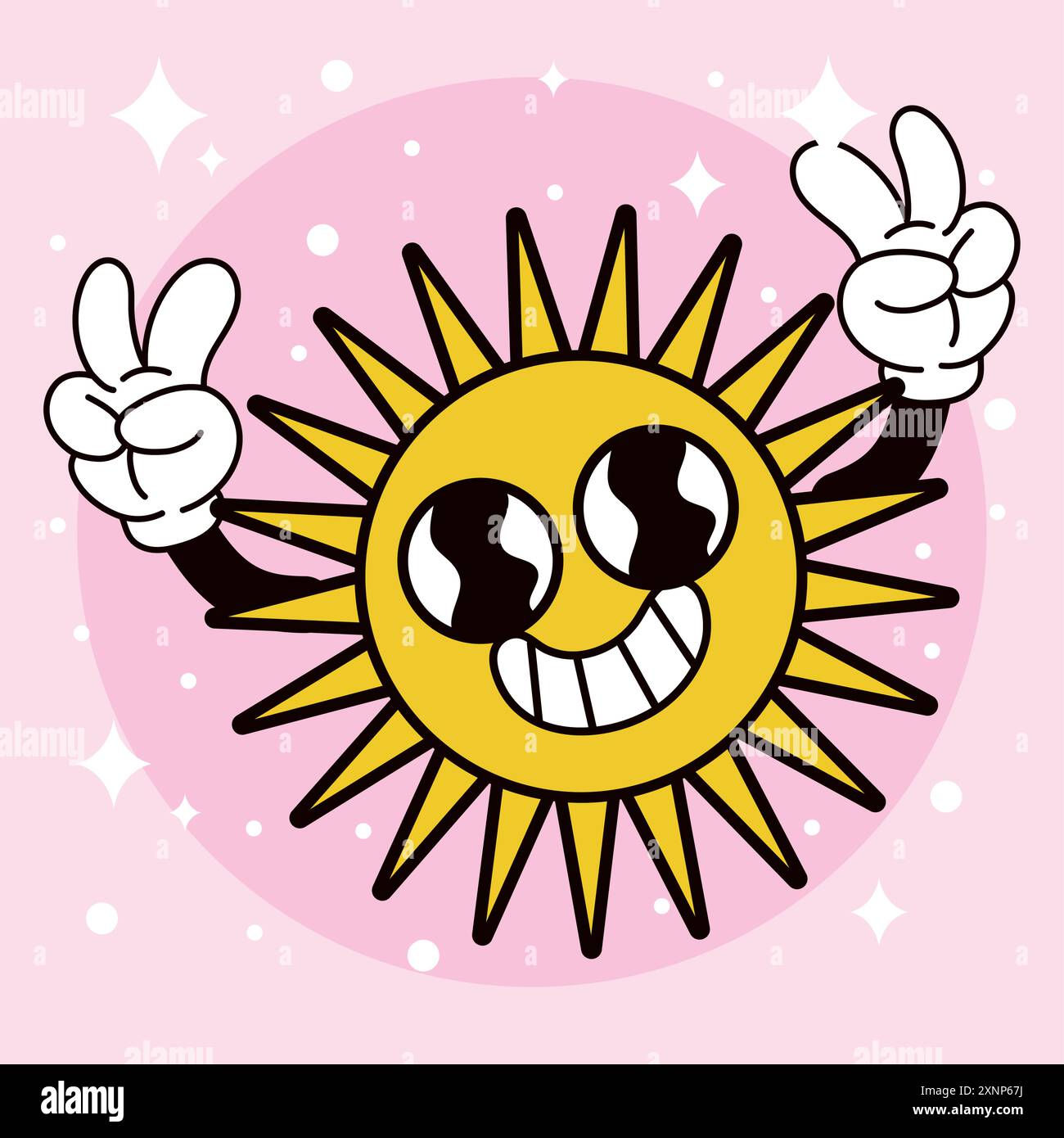 Funny groovy sun character hi-res stock photography and images - Alamy