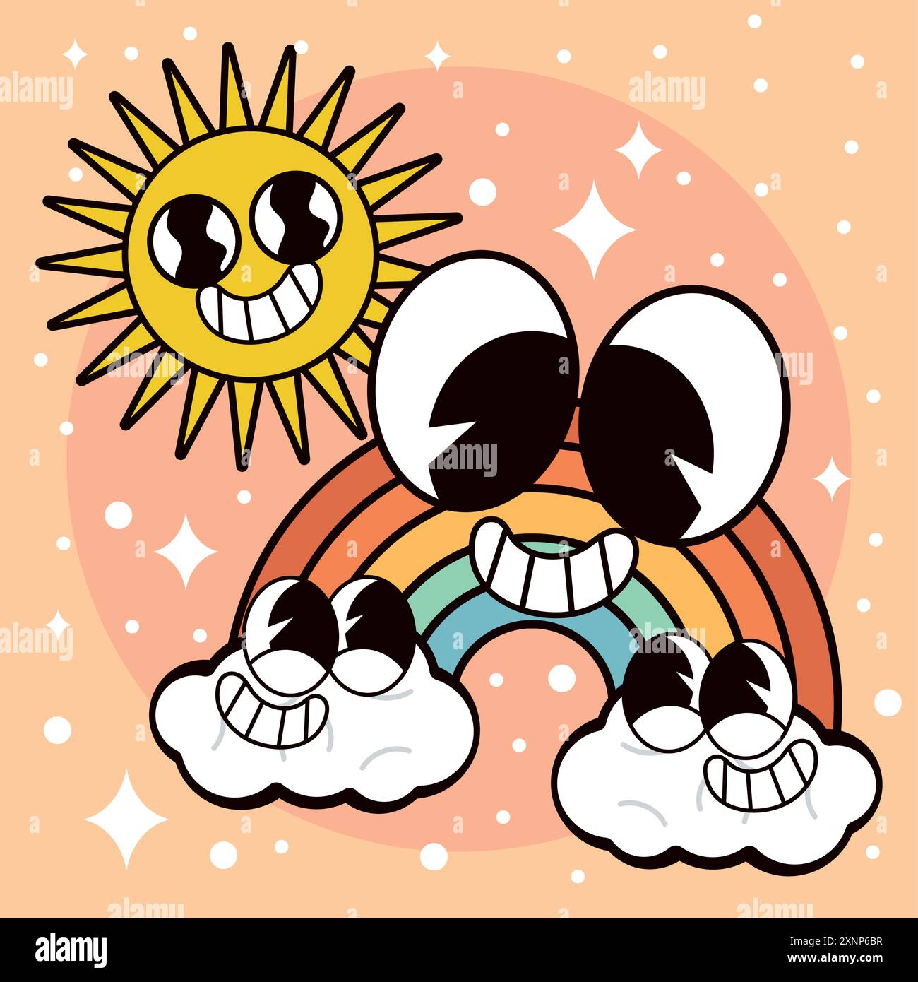 Rainbow groovy cartoon character Stock Vector Images - Alamy