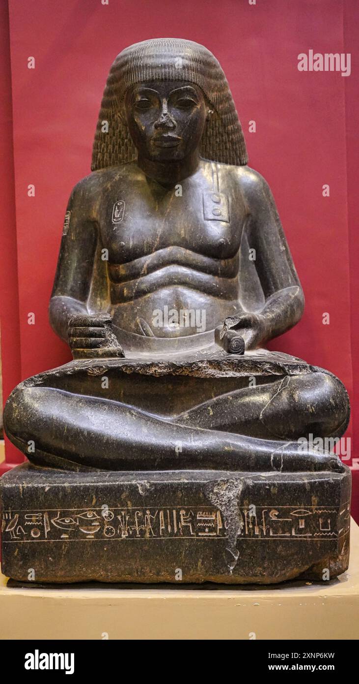 Cairo,Egypt,December 31,2019-Granite statue of Amenhotep,Son of Hapu ...