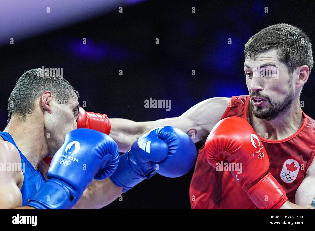 Paris, France. 1st Aug, 2024. Wyatt Sanford (R) of Canada competes with ...