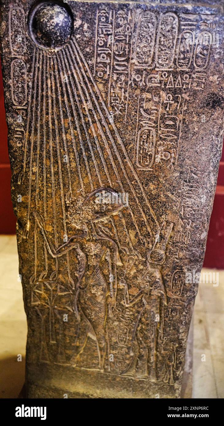 Cairo,Egypt,December 31,2019-Relief depicting Pharoah Akhenaten ...