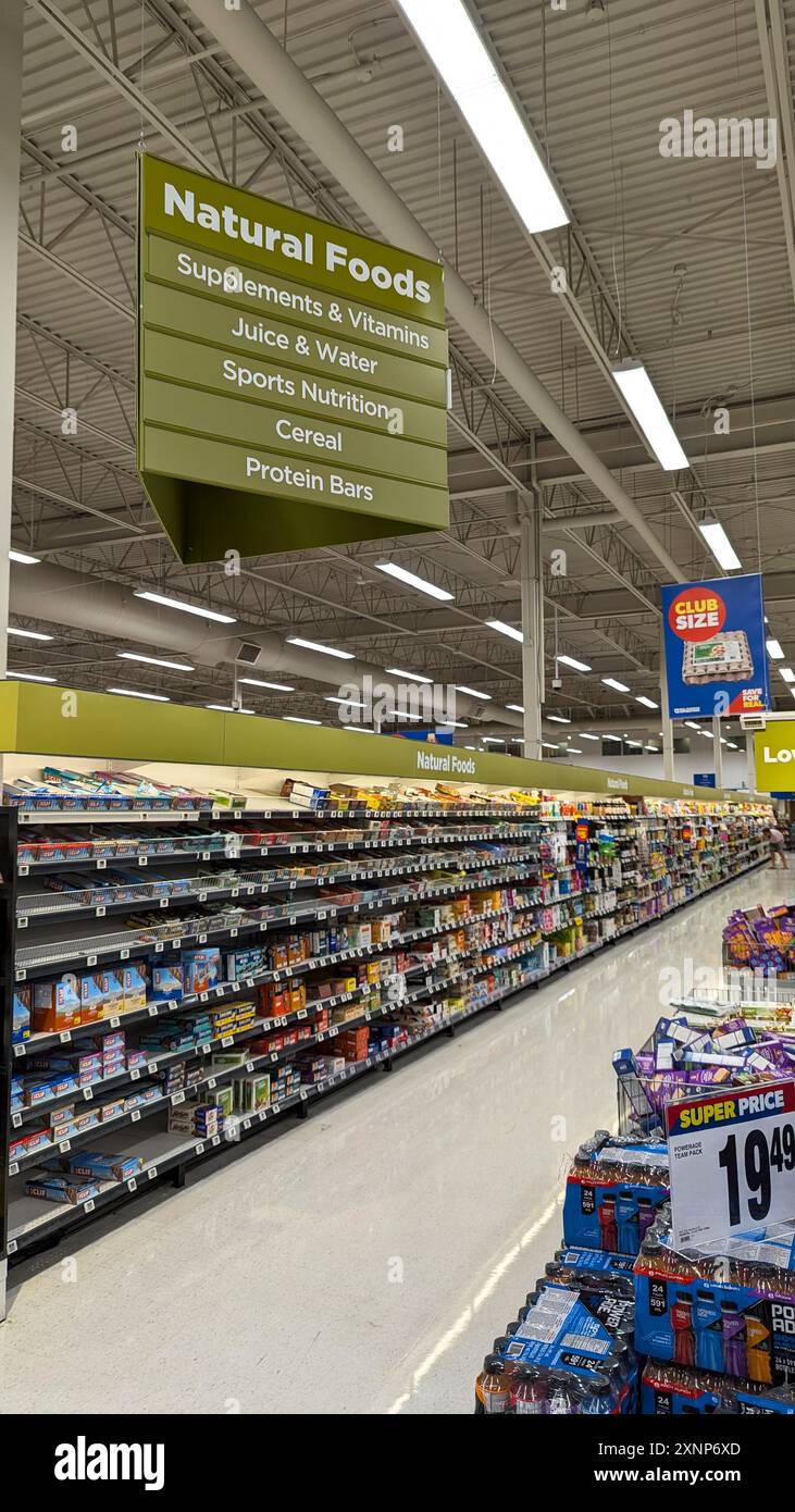 Display nature food corridor at Superstore; interior of supermarket ...