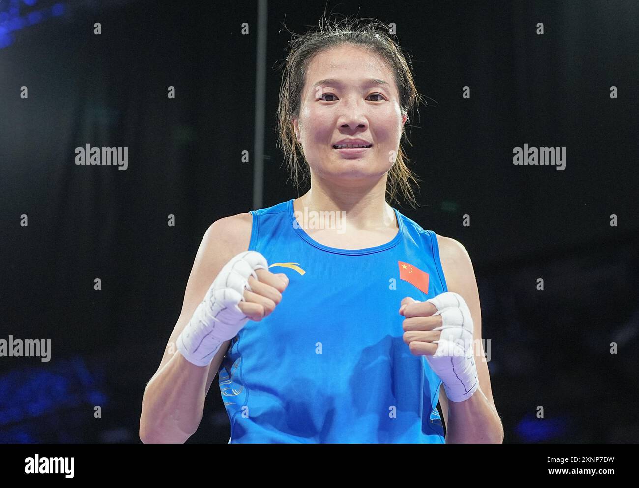 Paris, France. 1st Aug, 2024. Yang Liu of China celebrates after ...