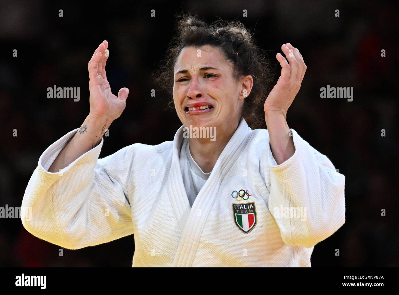 Paris, France. 1st Aug, 2024. Alice Bellandi of Italy celebrates after ...