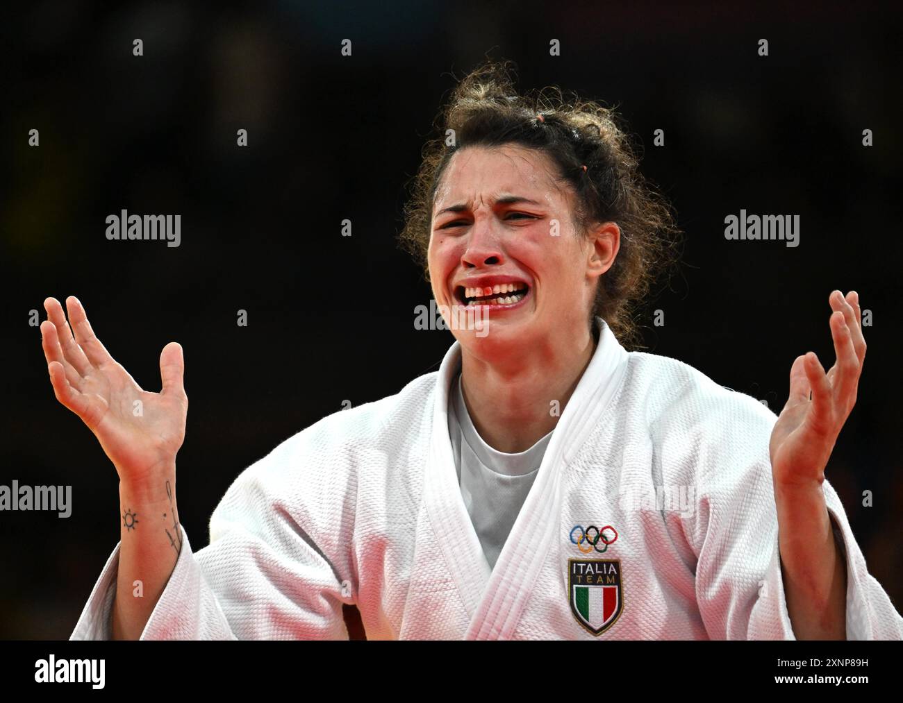 Paris, France. 1st Aug, 2024. Alice Bellandi of Italy celebrates after ...