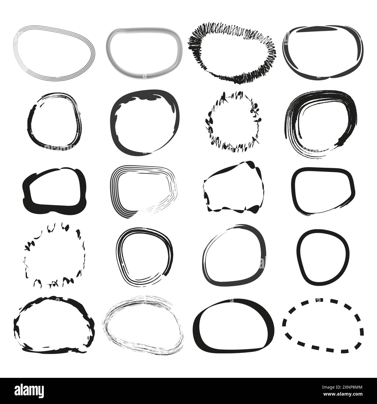 Abstract Oval Frames. Hand drawn Vector Shapes. Artistic Borders Set ...