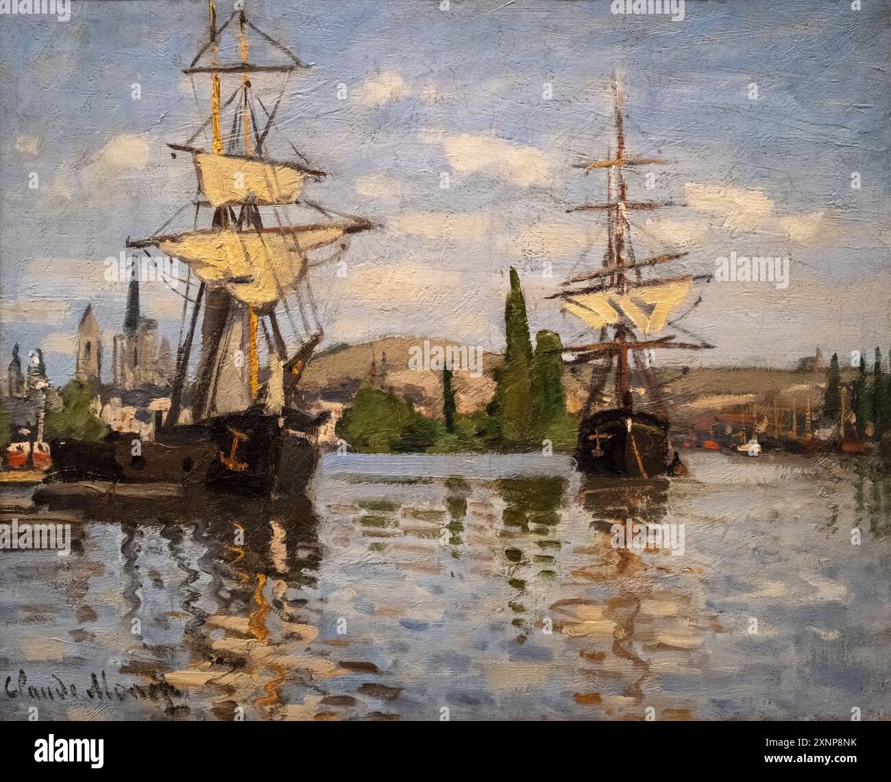 painting by Claude Monet called Ships Riding on the Seine at Rouen ...