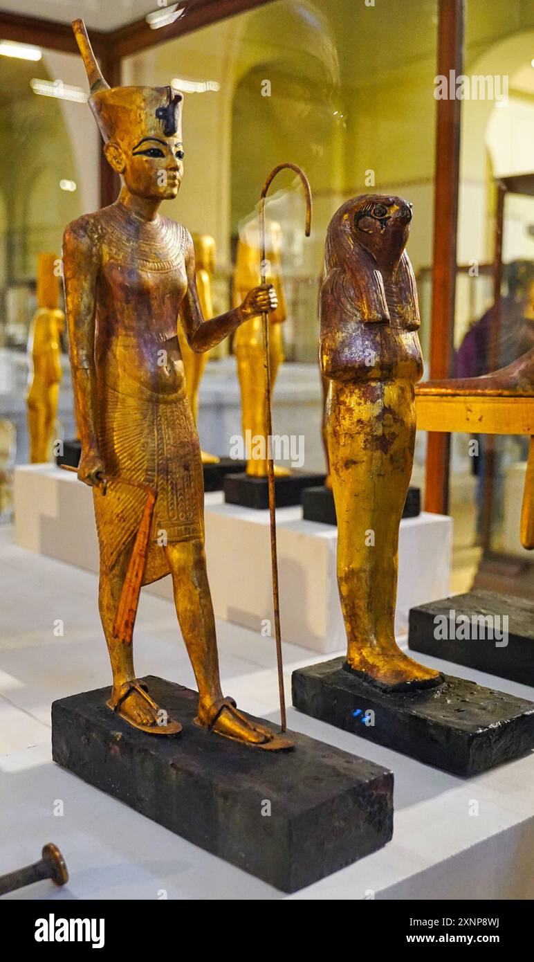 Cairo,Egypt,December 31,2019-Golden Statuettes of the God Geb and ...