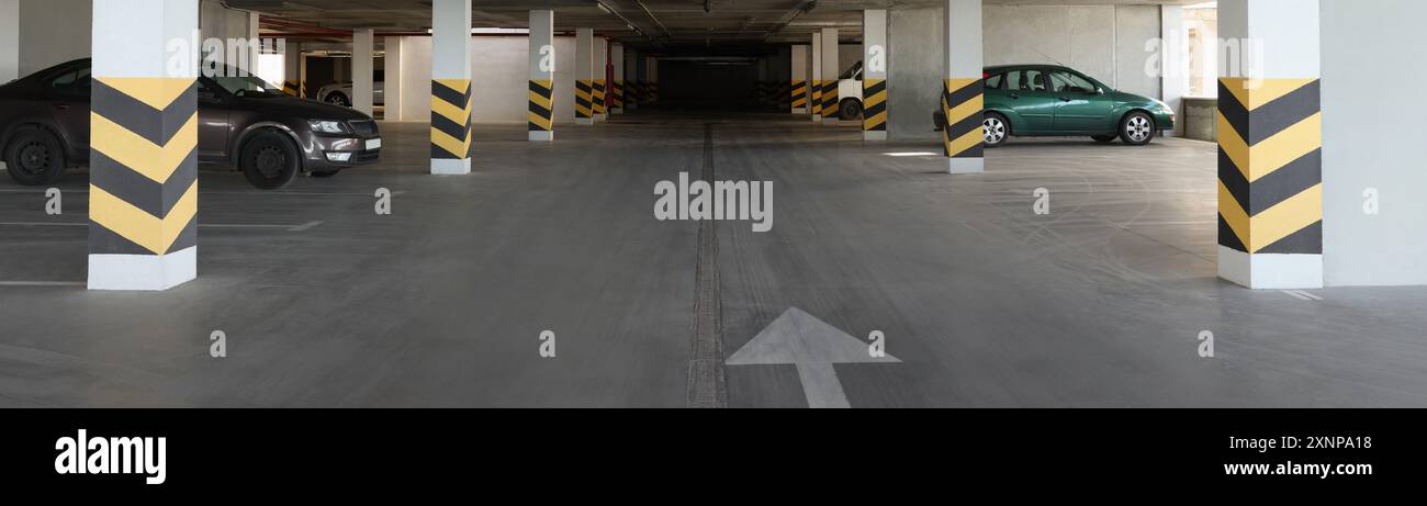 Open parking garage with cars, banner design Stock Photo - Alamy