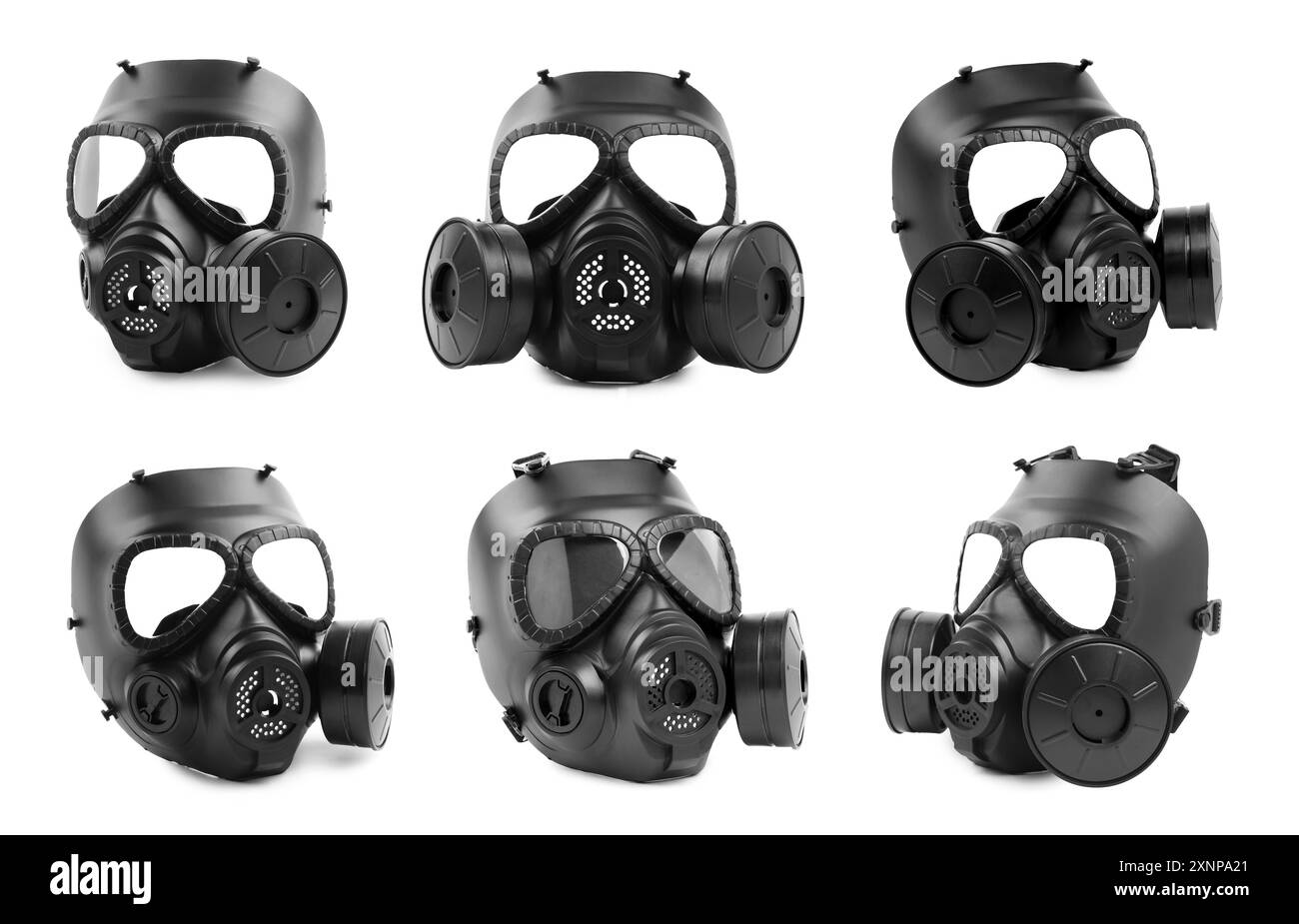 Black gas mask isolated on white, collage Stock Photo - Alamy