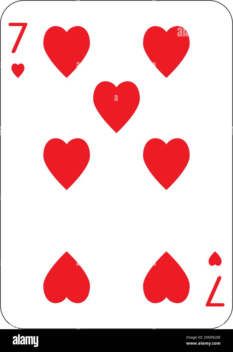 7 of hearts. One playing card, illustration Stock Photo - Alamy