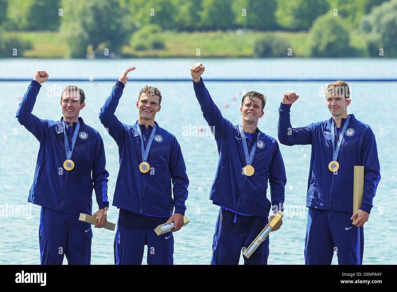 Vaires Sur Marne. 1st Aug, 2024. Gold medalists Liam Corrigan, Michael ...