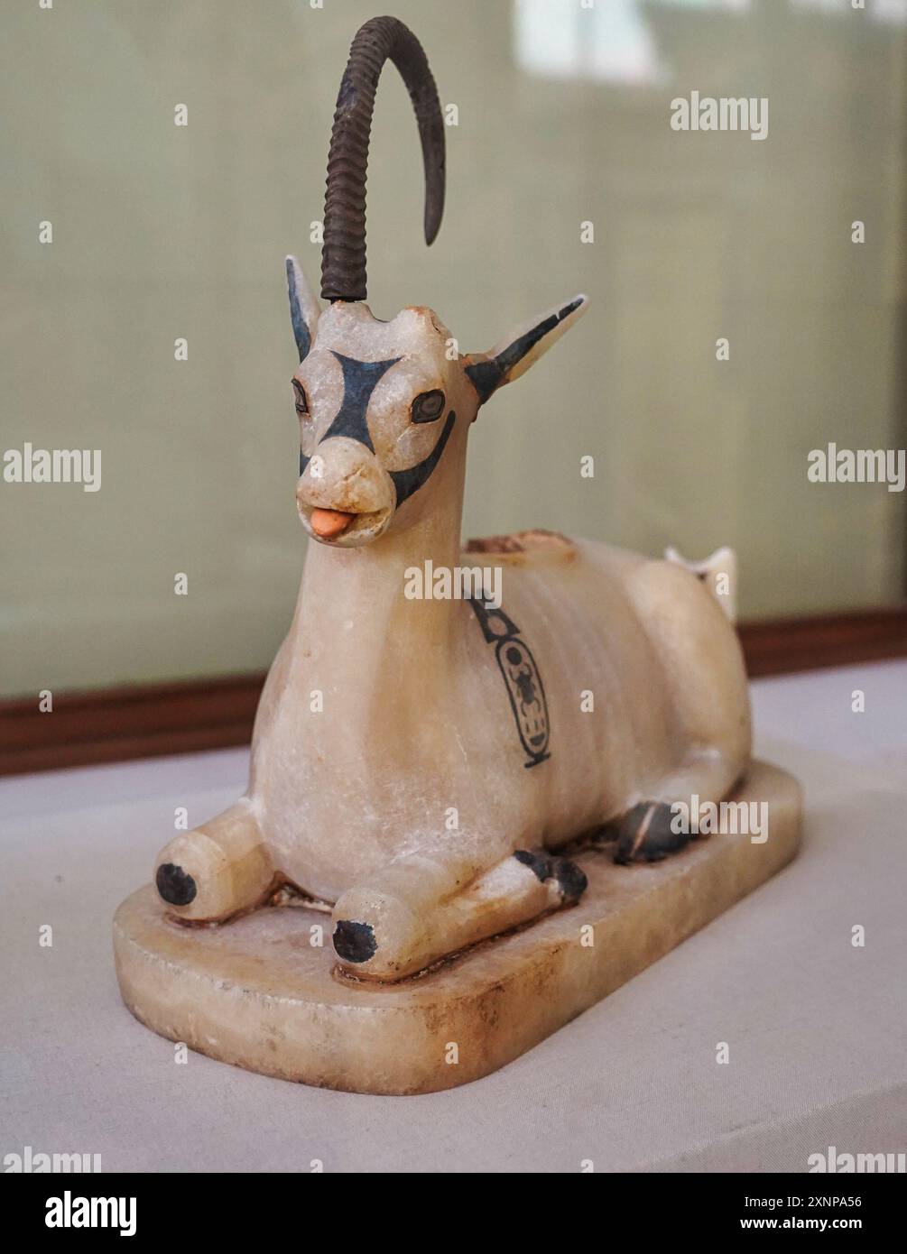 Cairo,Egypt,December 31,2019-Ibex shaped unguent vase from the tomb of ...