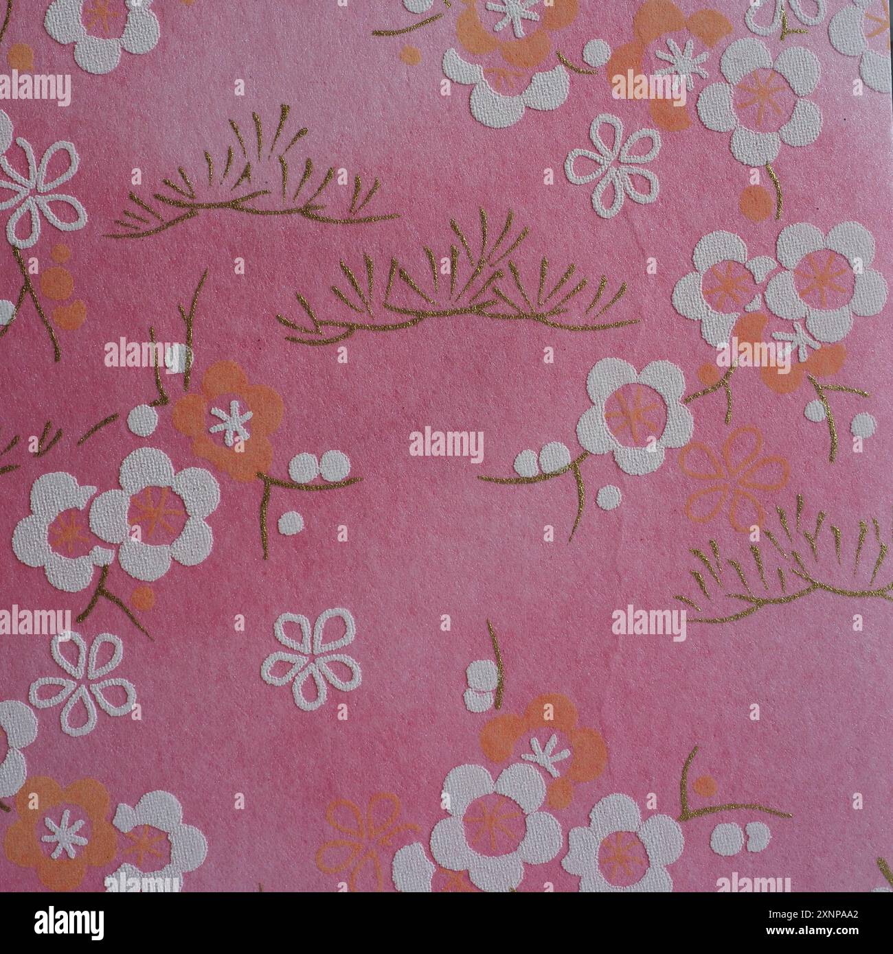 Traditional Japanese patterns with floral theme (plum blossoms on pink ...