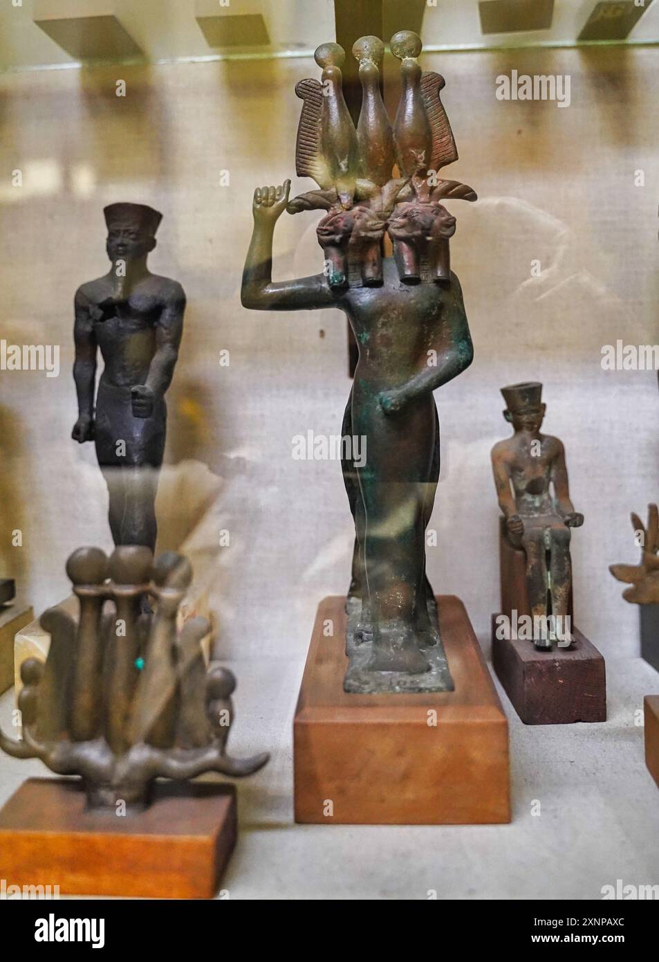 Cairo,Egypt,December 31,2019-Bronze statuette of the god Amun Min with ...