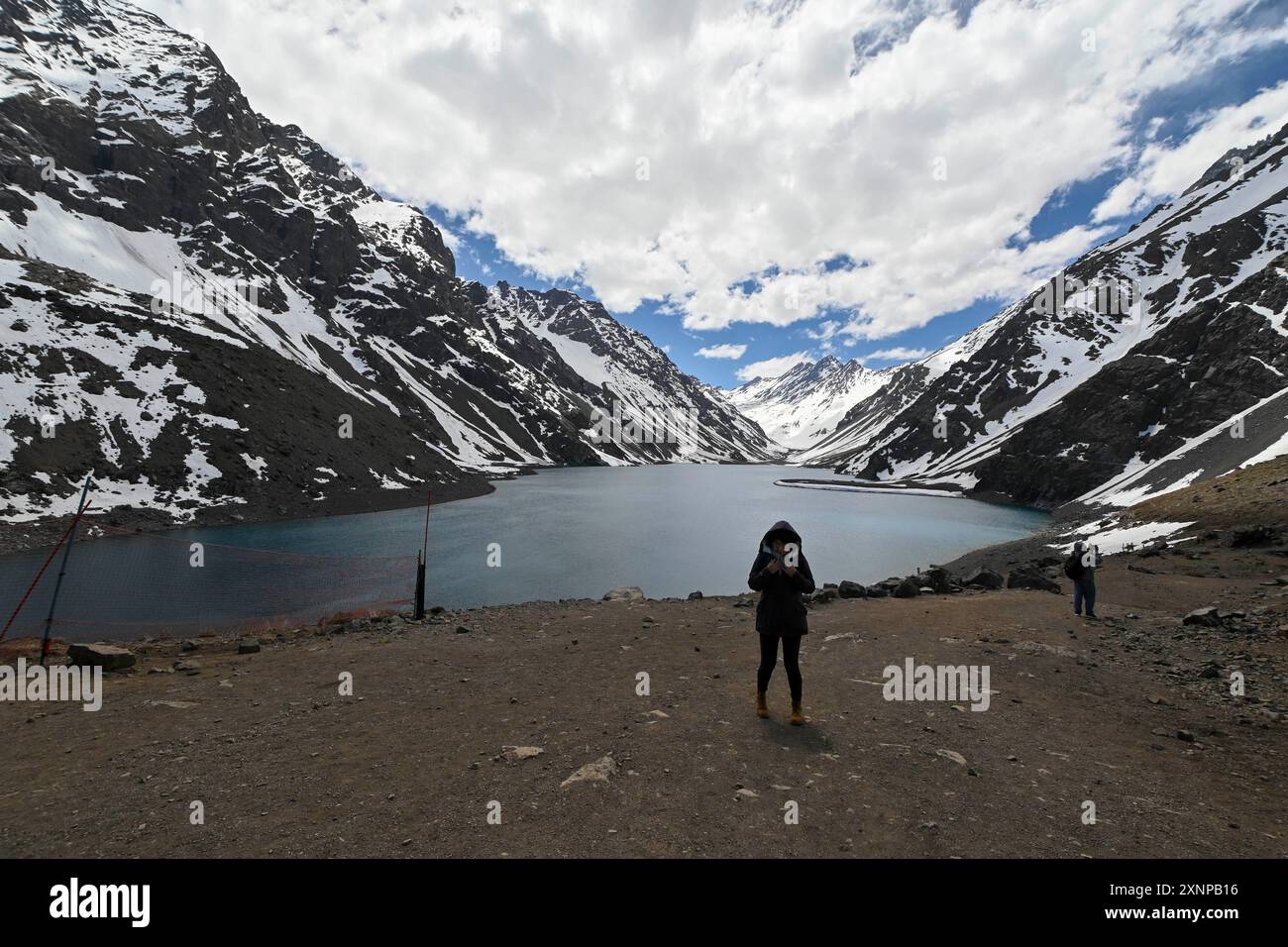 Laguna del Inca is a lake in the Cordillera region, Chile, near the ...