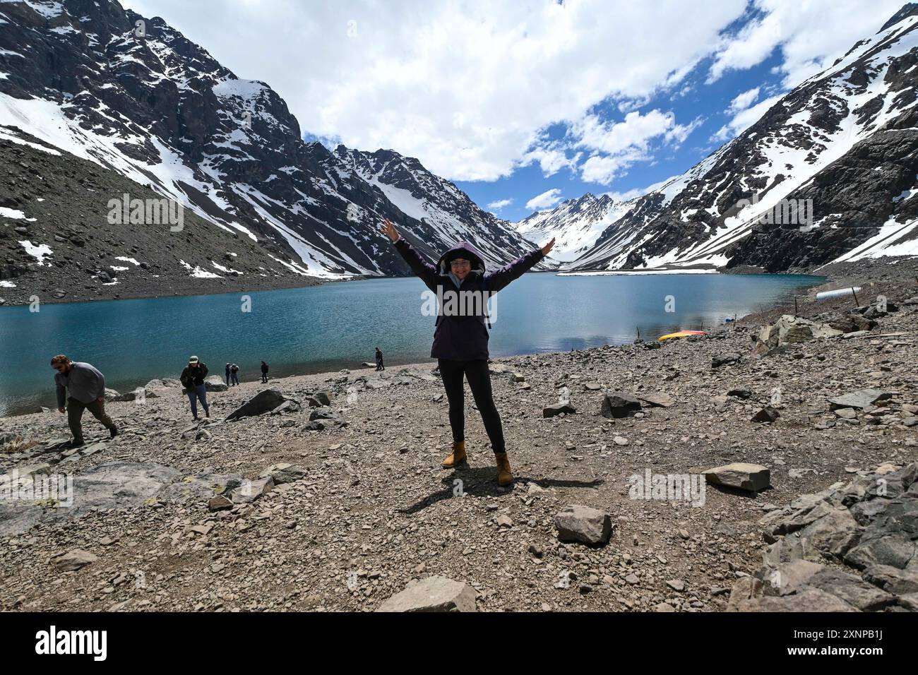 Laguna del Inca is a lake in the Cordillera region, Chile, near the ...