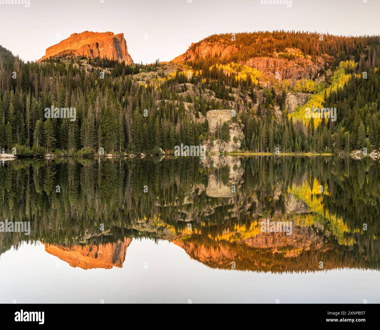 Bear Lake Reflection fall colors, Rocky Mountain National Park, Colorado, North America Stock ...