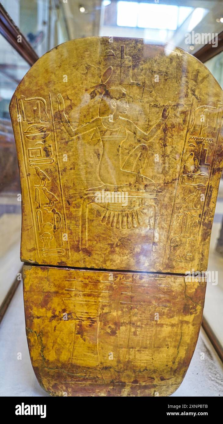 Cairo,Egypt,December 31,2019-Decorative Gold bas relief depicts Goddess ...
