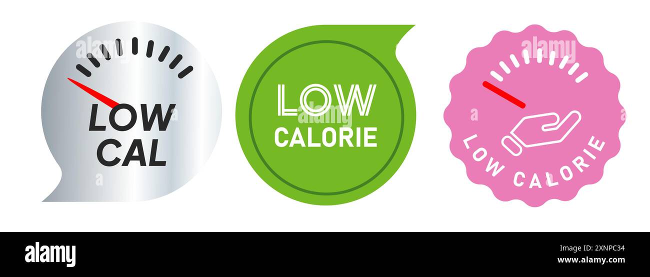 Low calorie dietary food low cal product badge label seal stamp Stock ...