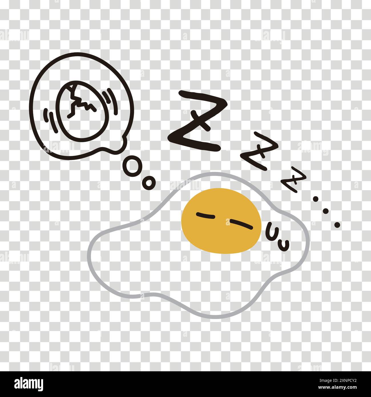 Line art depicting an egg having a nightmare in which it appears to be ...