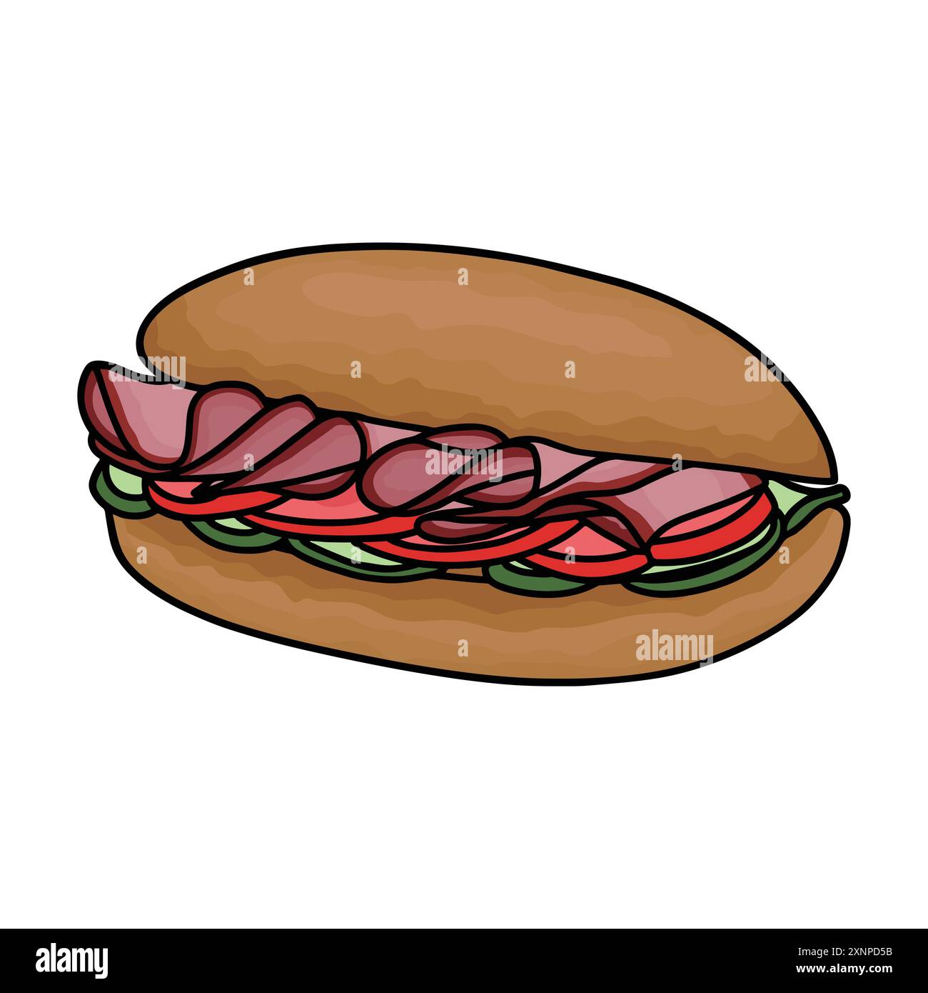 Baguette sandwich made with turkey ham Stock Vector Image & Art - Alamy