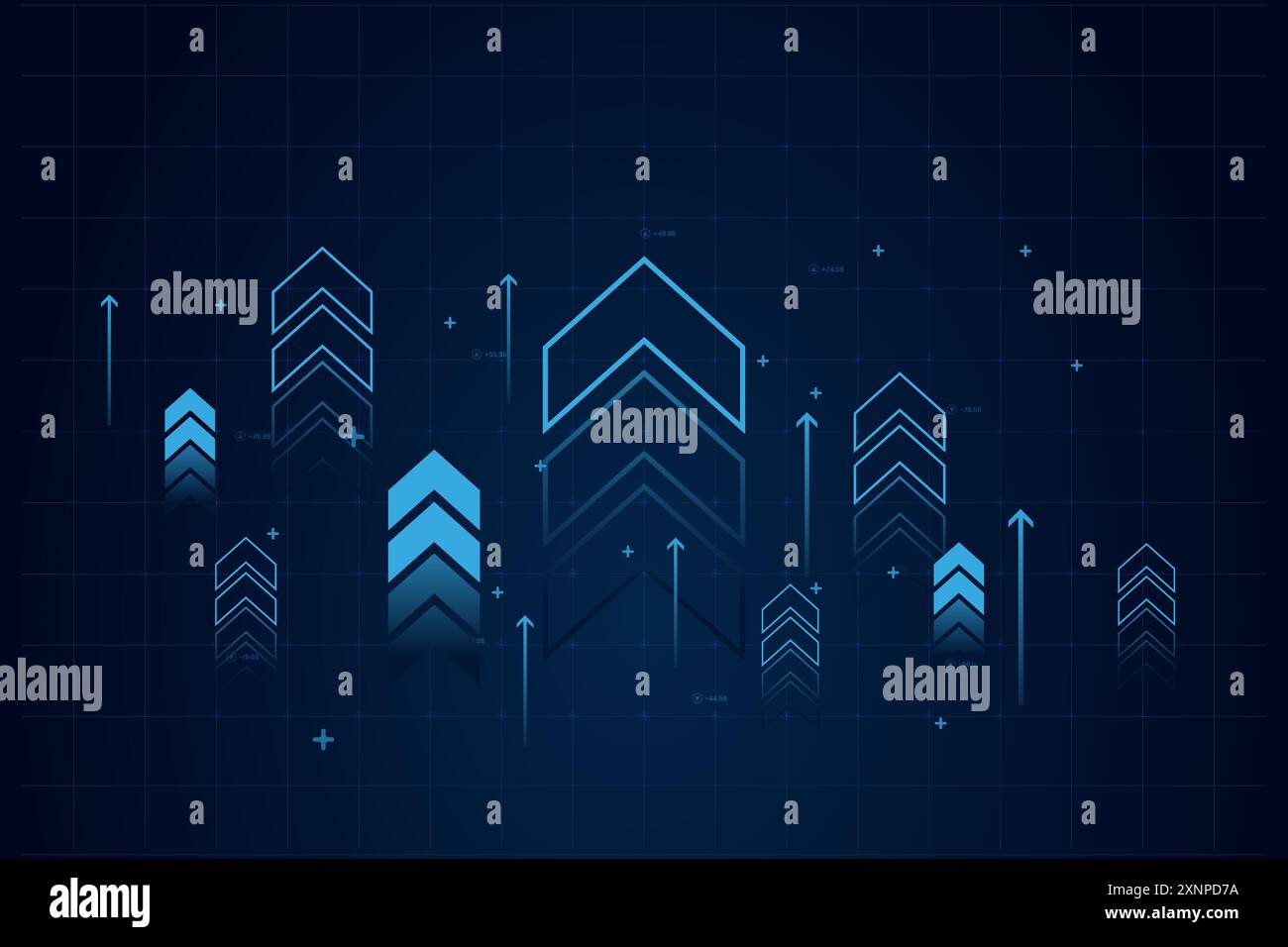 Blue abstract financial chart with uptrend line graph in stock market ...