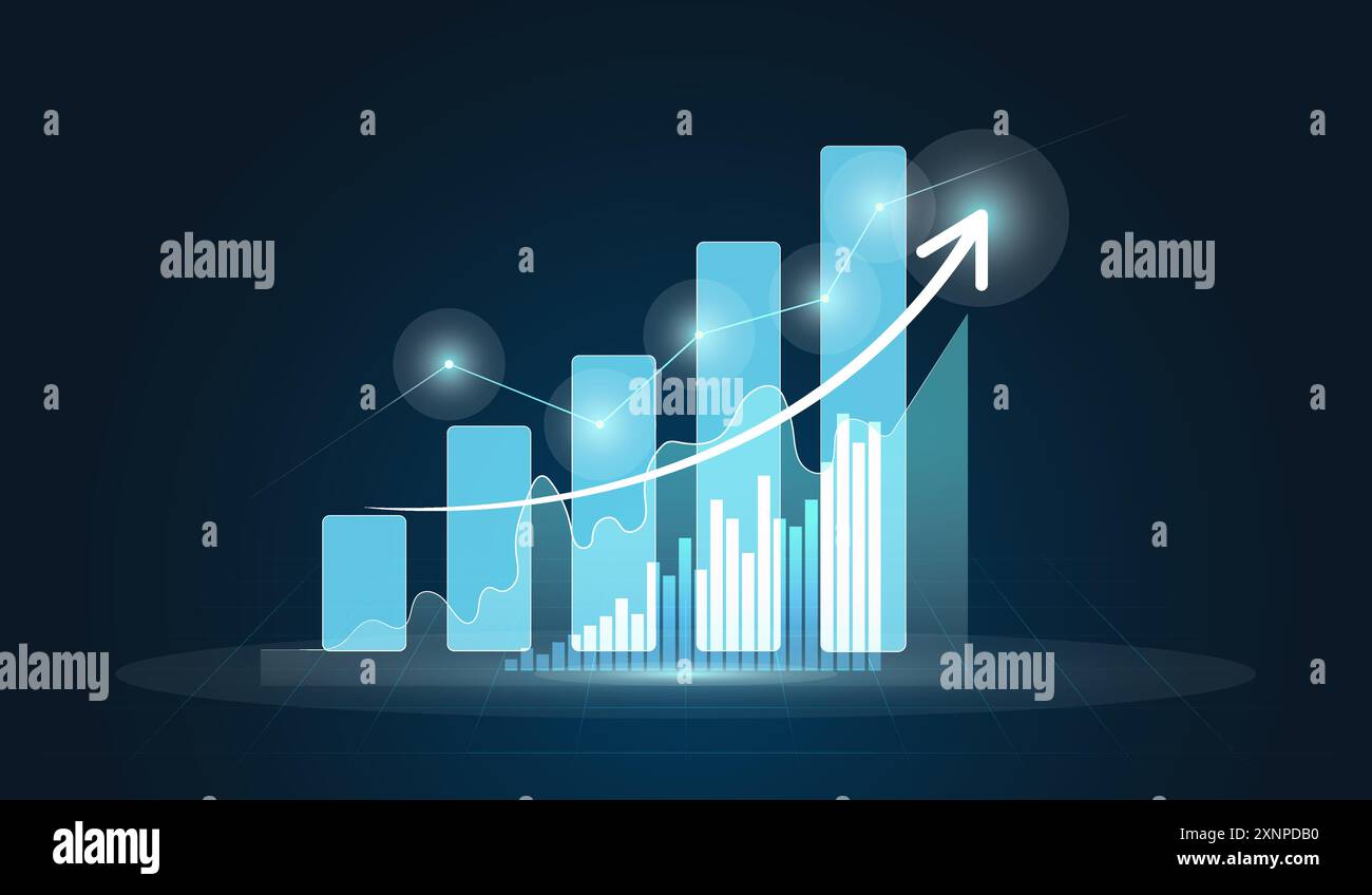 Growth bar charts Financial Graph On Digital Technology Strategy ...