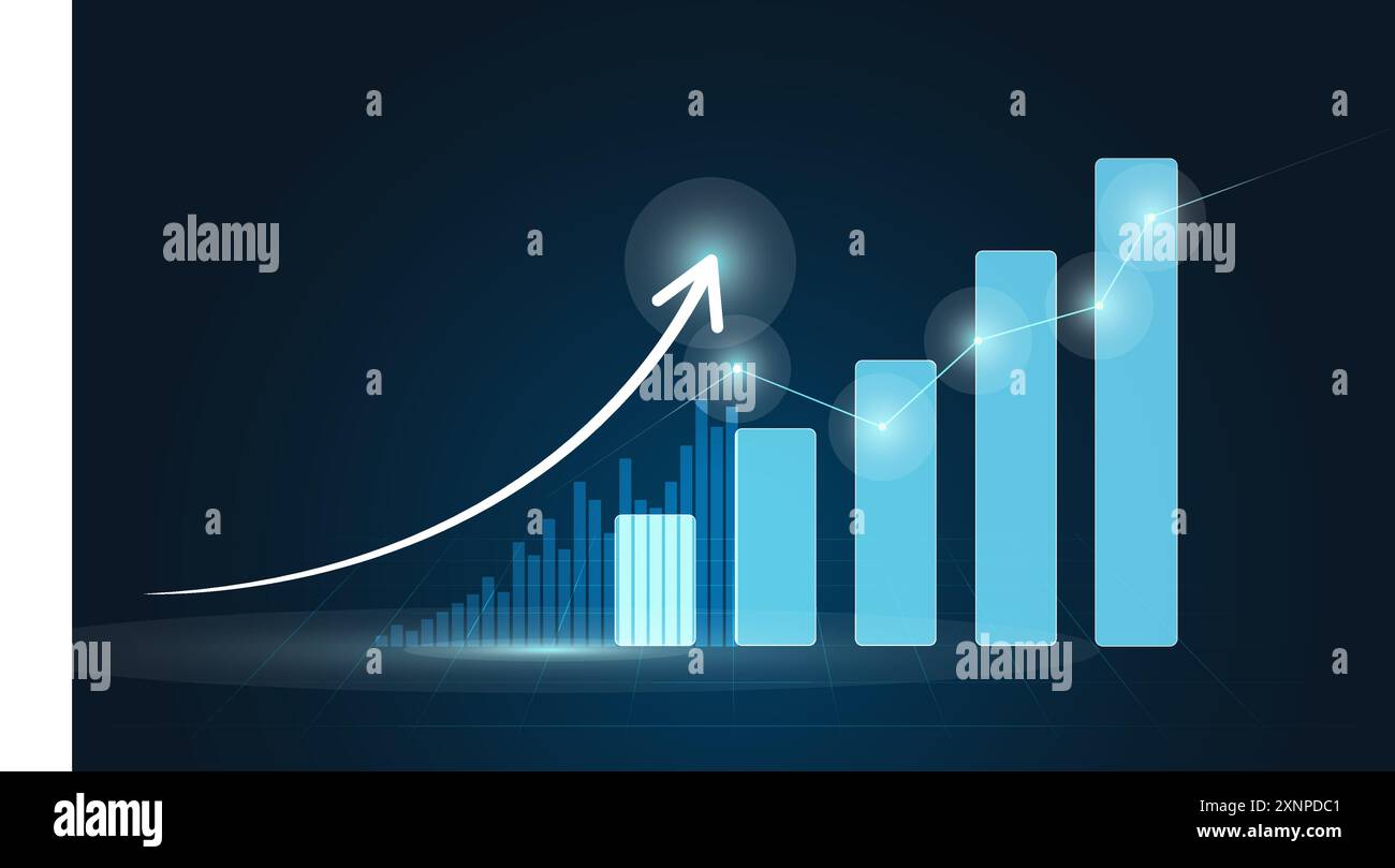 A Virtual Growth bar charts Financial Graph On Digital Technology ...