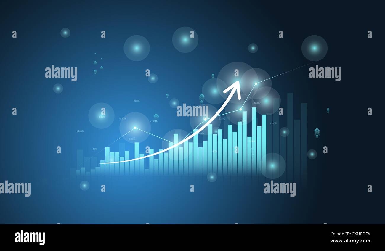 Financial, Business and chart with moving up arrow graph in stock ...