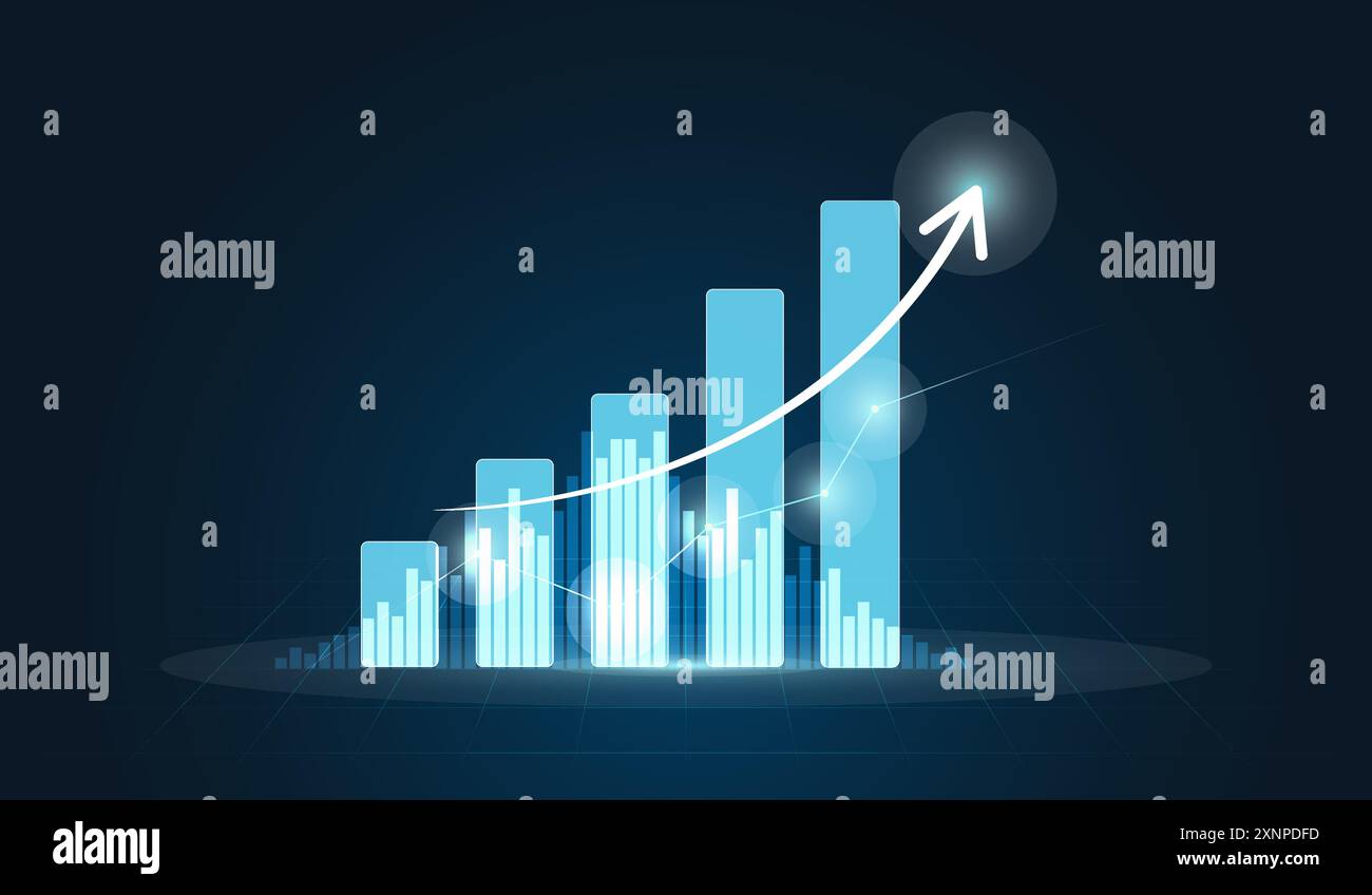 Growth bar charts Financial Graph On Digital Technology Strategy ...