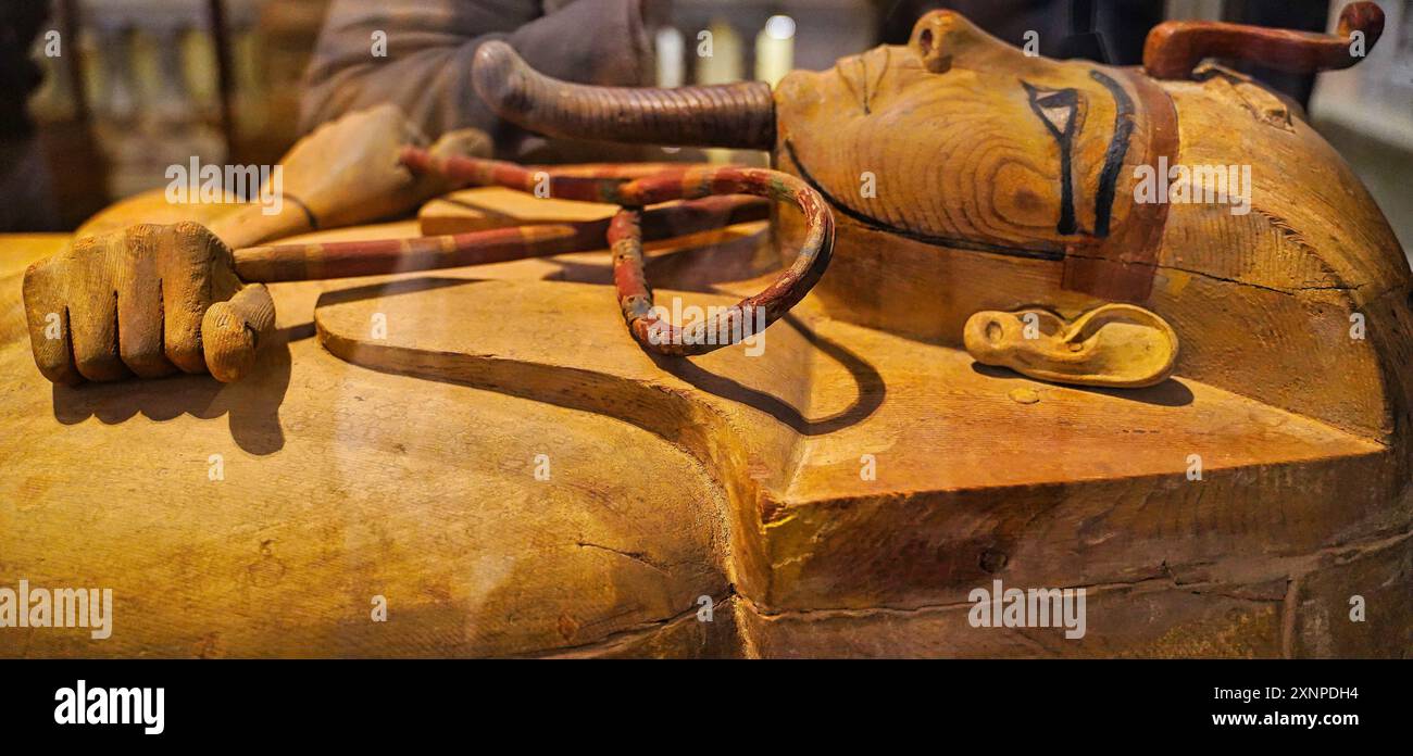 Cairo,Egypt,December 31,2019-Carved cedar wood coffin of the Great ...