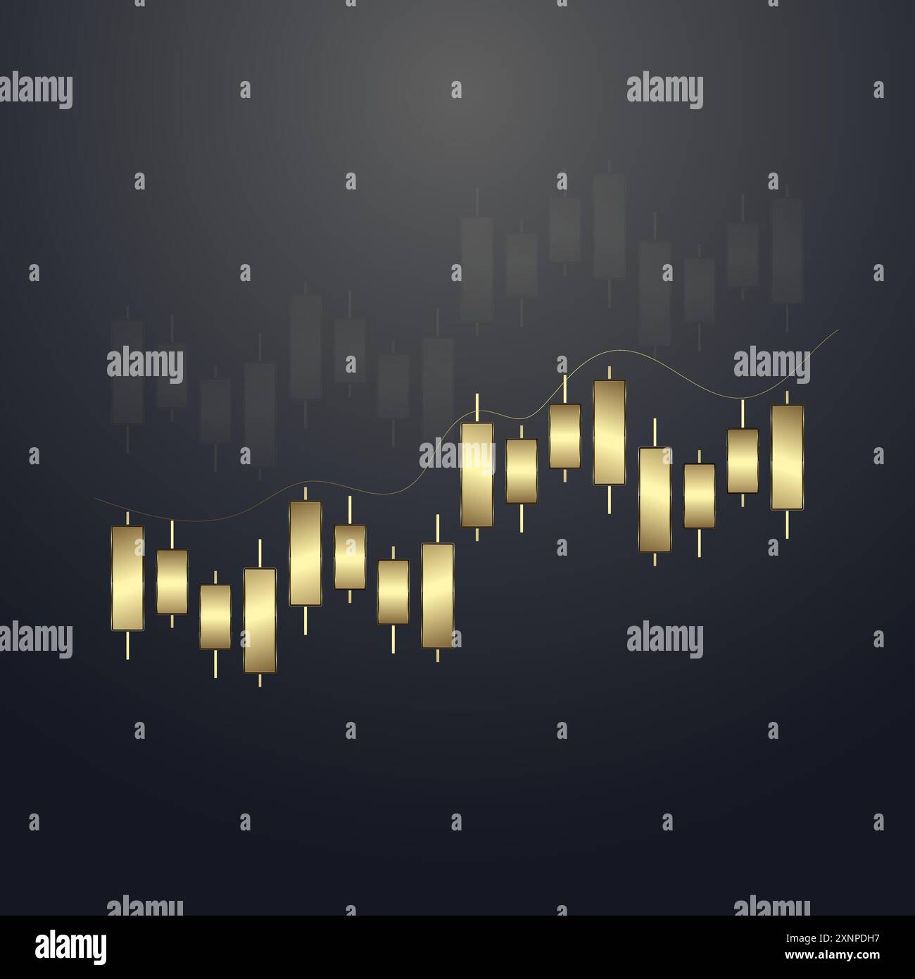 A Gold Graph chart, Luxury bar charts with up trend arrow on the top ...