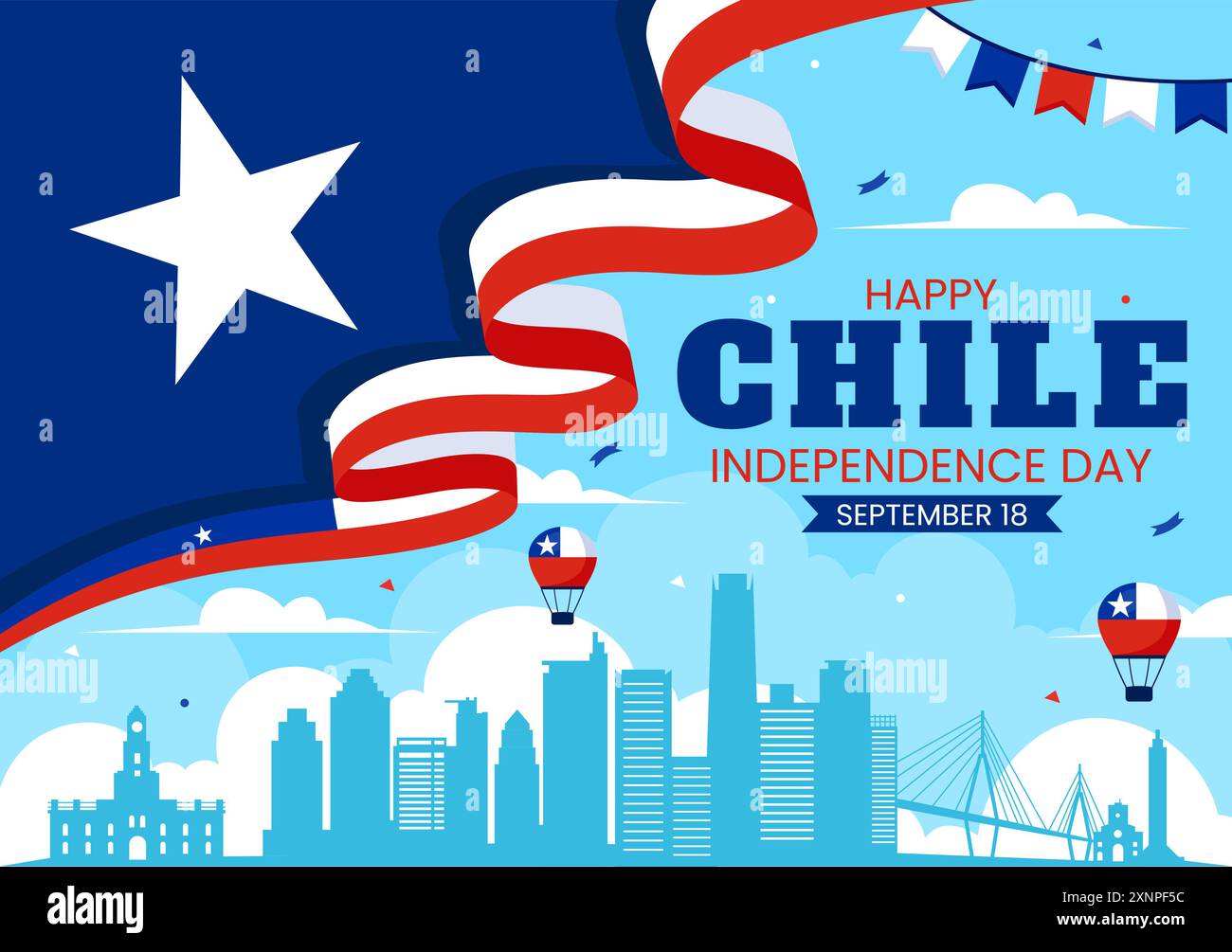 Happy Chile Independence Day Vector Illustration with Waving Flag and ...