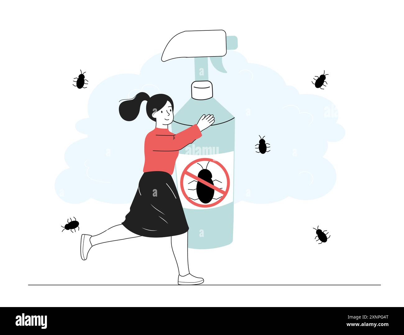 Woman with insect spray. Young girl with insect repellent. Tourist with ...