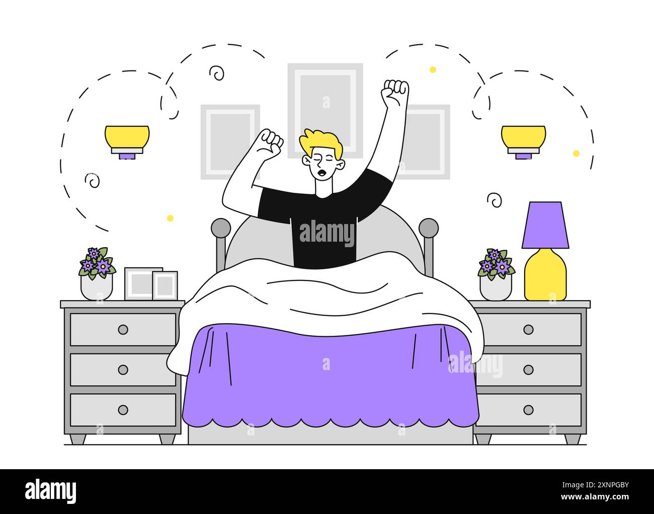 Man sitting up in bed Cut Out Stock Images & Pictures - Alamy