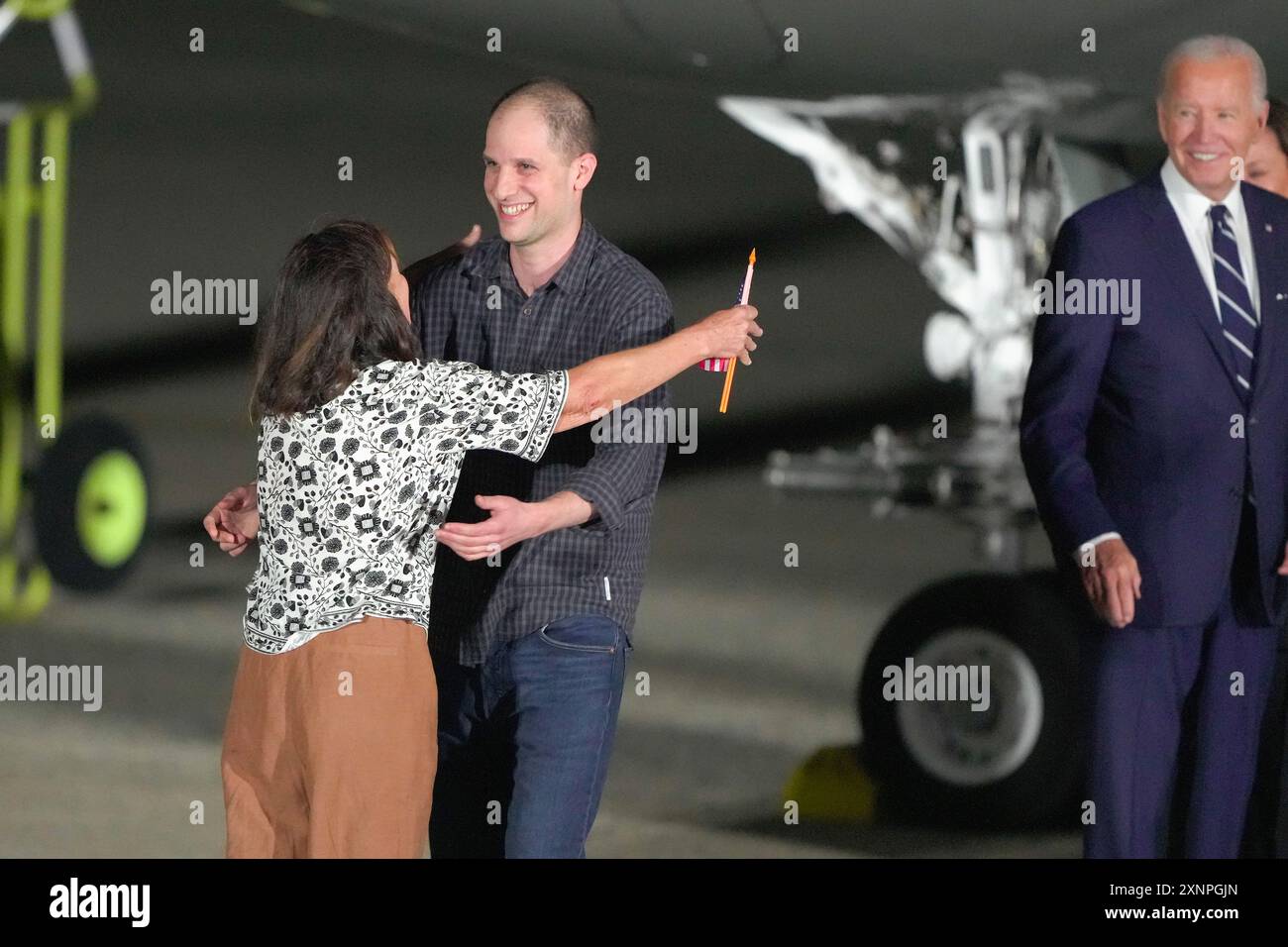 Reporter Evan Gershkovich hugs his mother, Ella Milman, as President ...