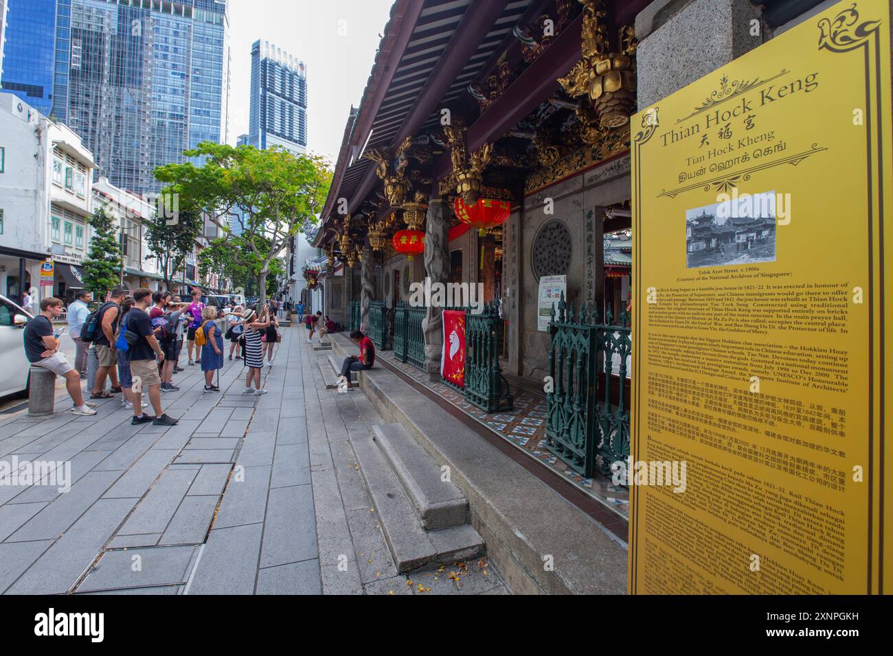 1 Aug 2024. A group of tourists get a guided tour to visit Thian Hock ...