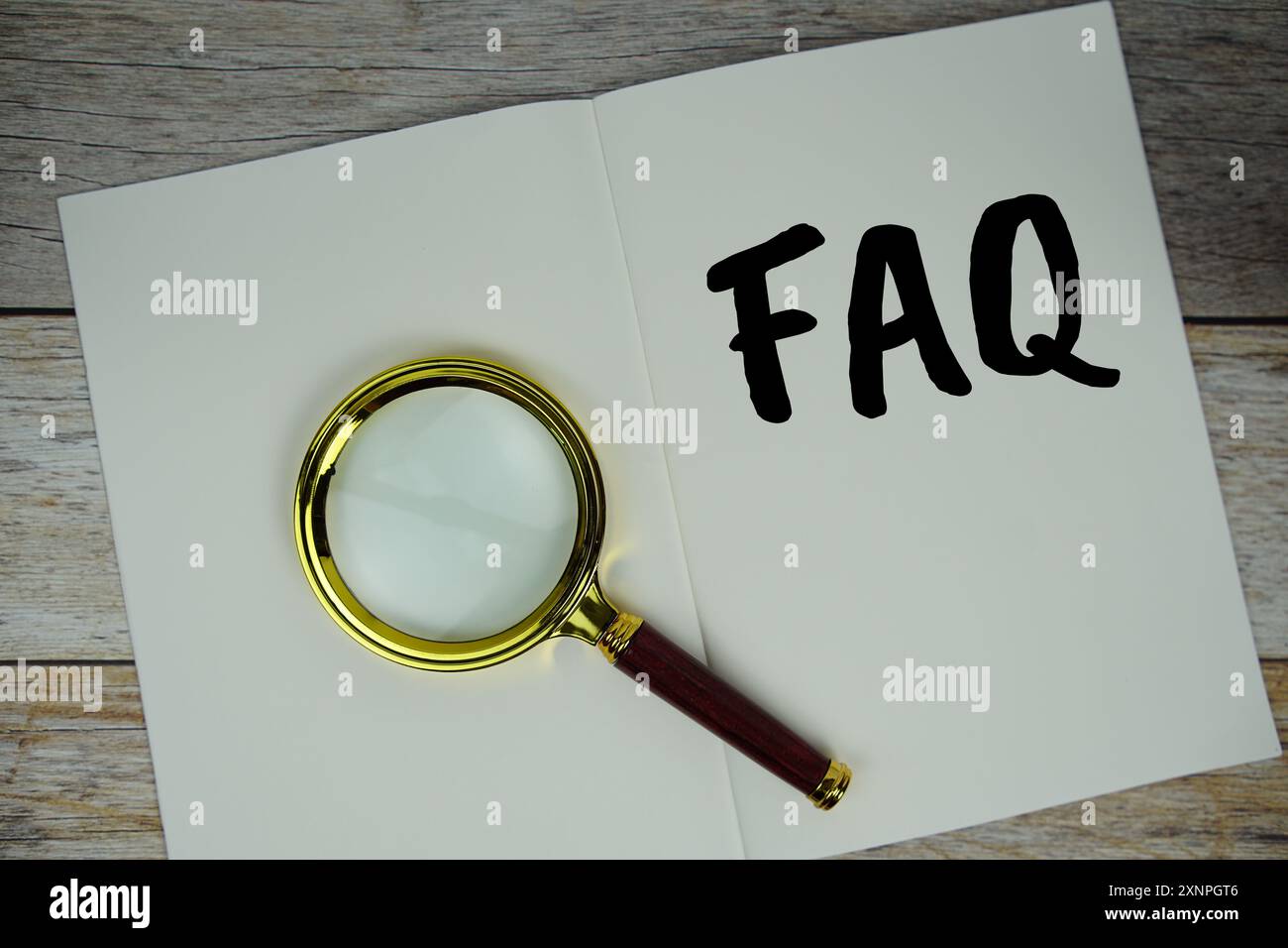 Faq text magnifying glass hi-res stock photography and images - Alamy