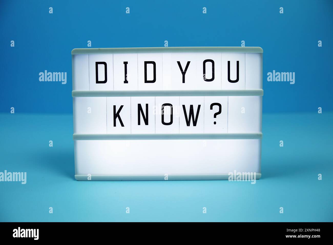 Did You Know? letterboard text on LED Lightbox on blue background Stock ...