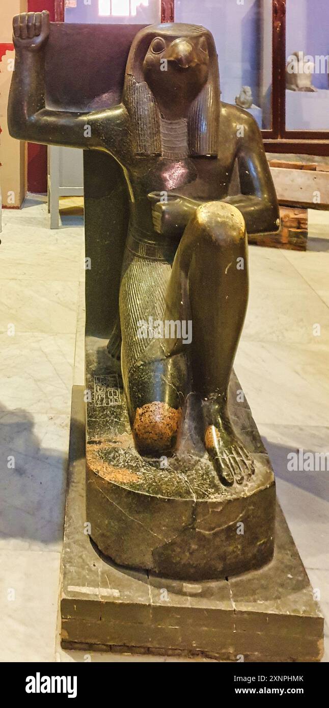 Cairo,Egypt,December 31,2019-Grey Granite Falcon headed statue called ...