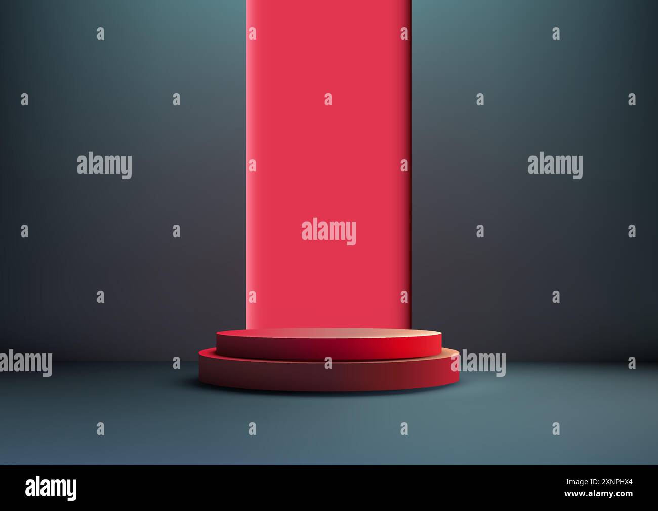 Dramatic Red 3D Podium on Dark Stage, Modern Style Product Display and ...