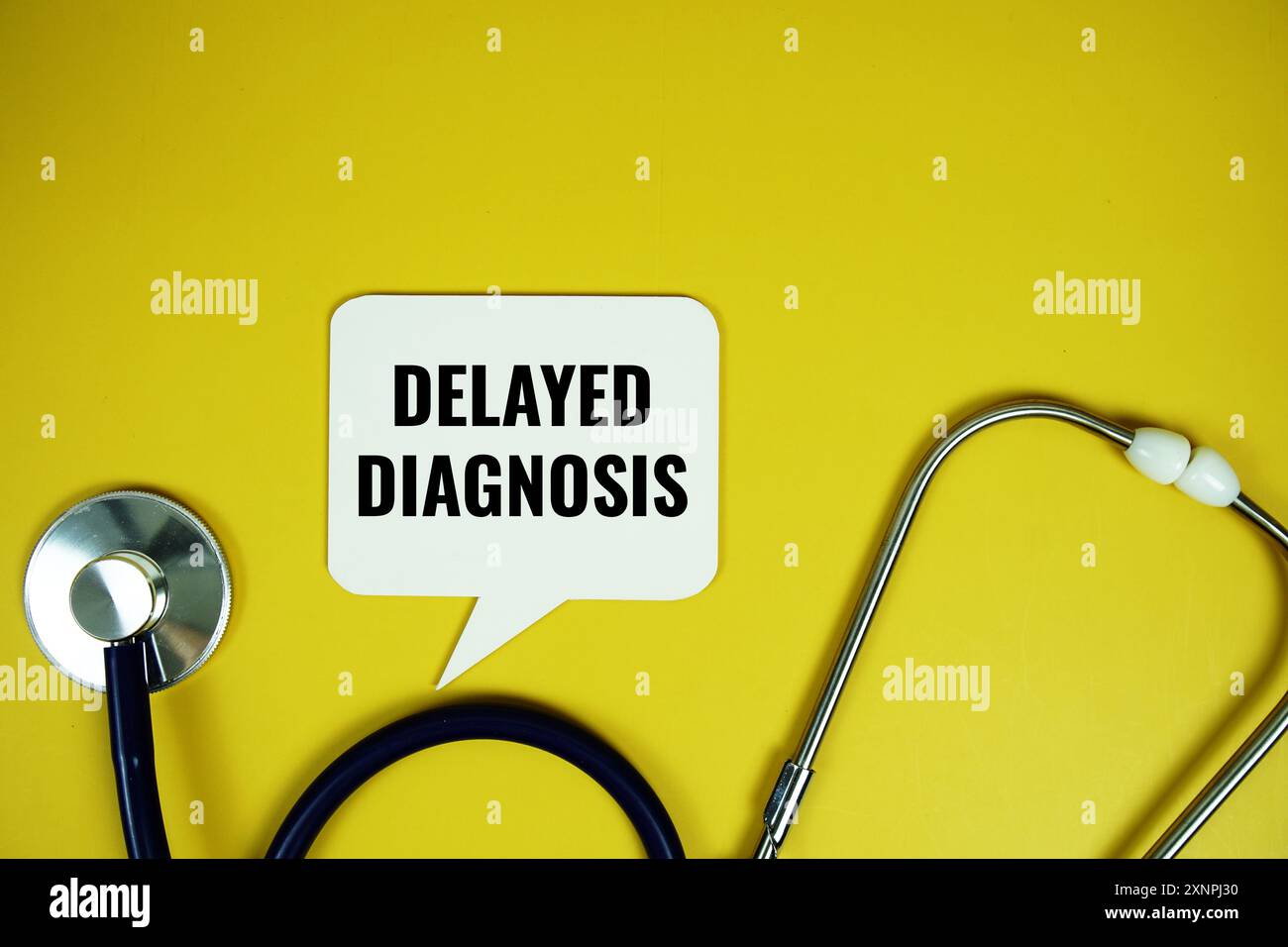 Delayed Diagnosis text with stethoscope on yellow background, Healthy ...