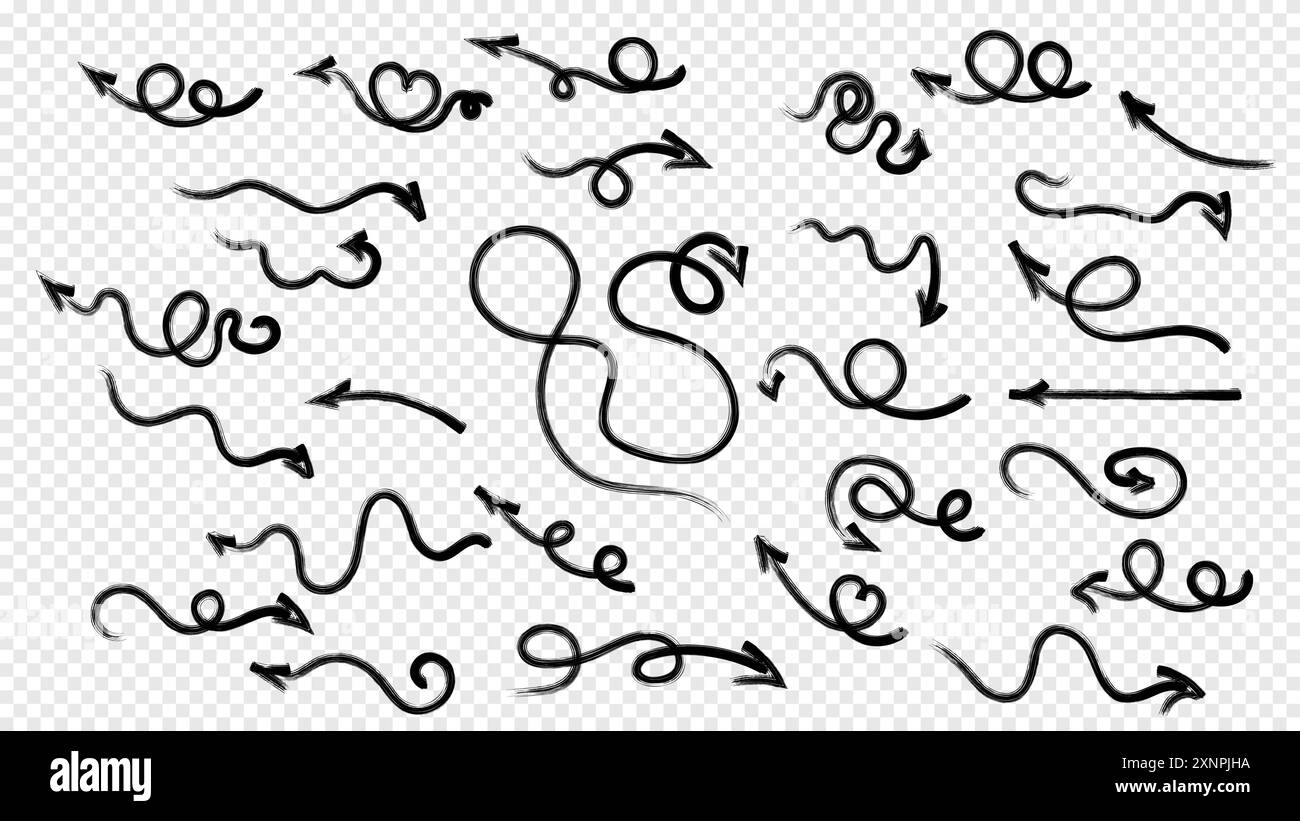 Different brush drawn charcoal arrows seamless pattern. Bold lightning ...