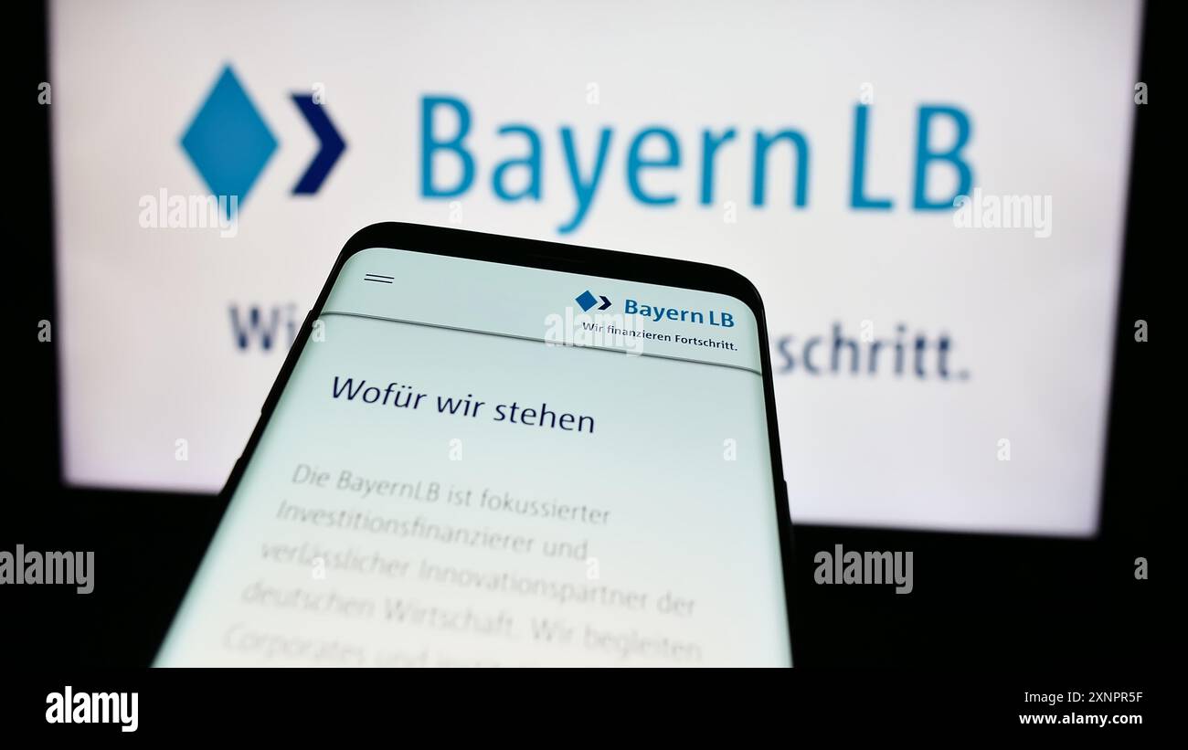 Mobile phone with website of German financial company Bayerische ...