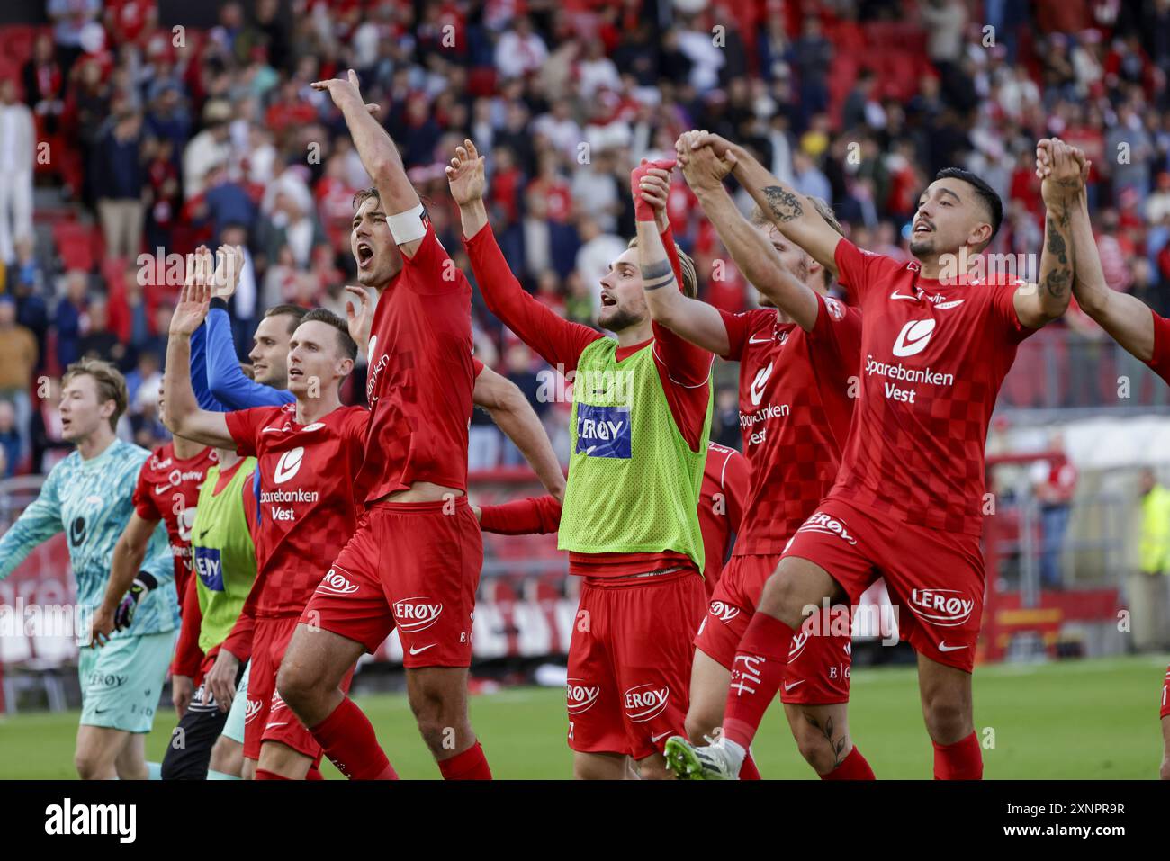 Bergen 20240801. Brann celebrates victory after the UEFA Conference ...