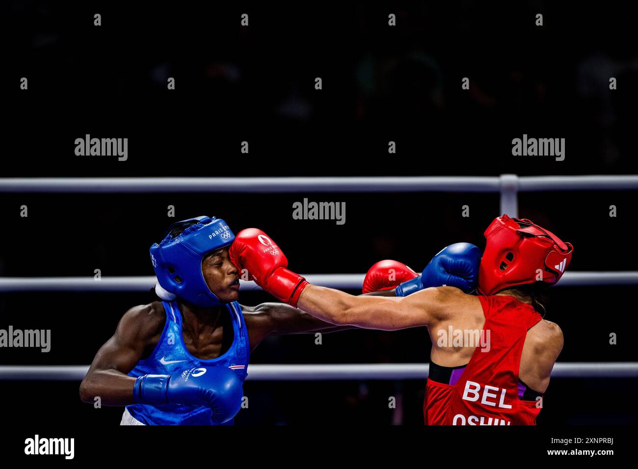 Paris, France. 01st Aug, 2024. Belgian boxer Oshin Derieuw and Cabo ...